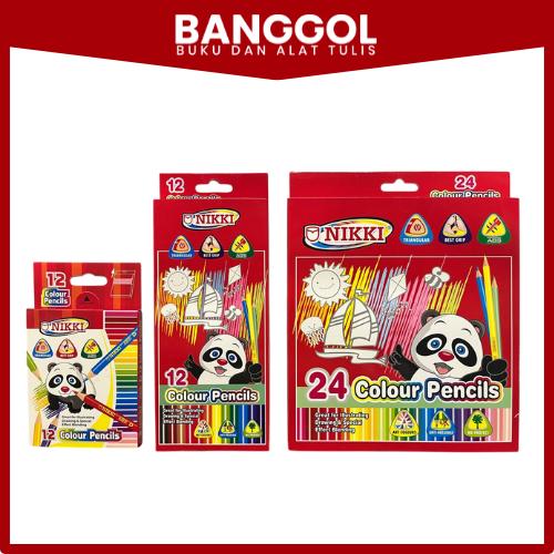 Nikki 12 Colour Pencils Triangular 12 Short/ 12 & 24 Long - TikTok Shop ...