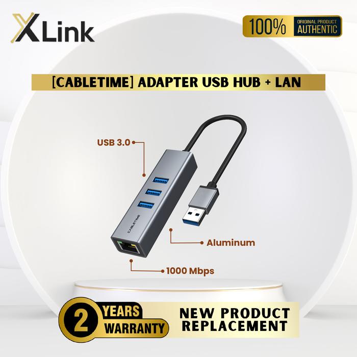 Promo USB A / C to LAN Ethernet RJ45 GbE CABLETIME Adapter Network Card ...