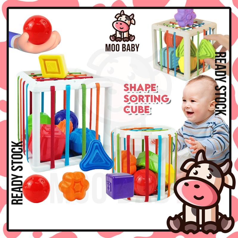 Moo Baby Mainan Sensori untuk Anak Toy Shape Sorting Cube Montessori ...