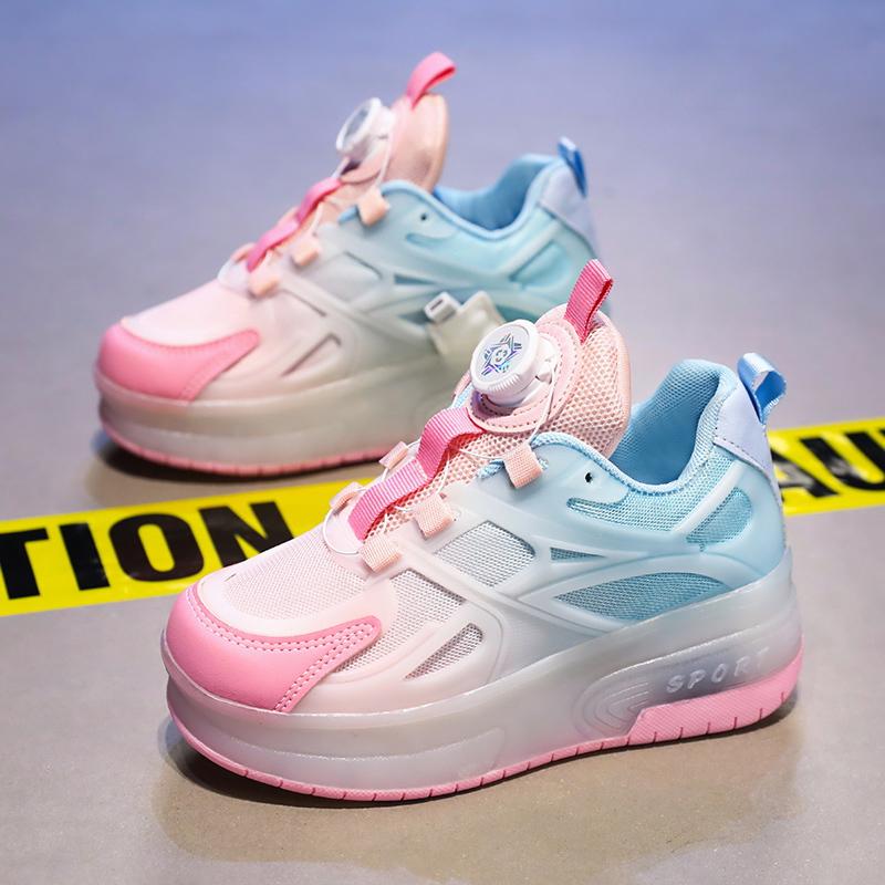 Kasut roda dengan butang berputar untuk kanak-kanak, kasut roda ...