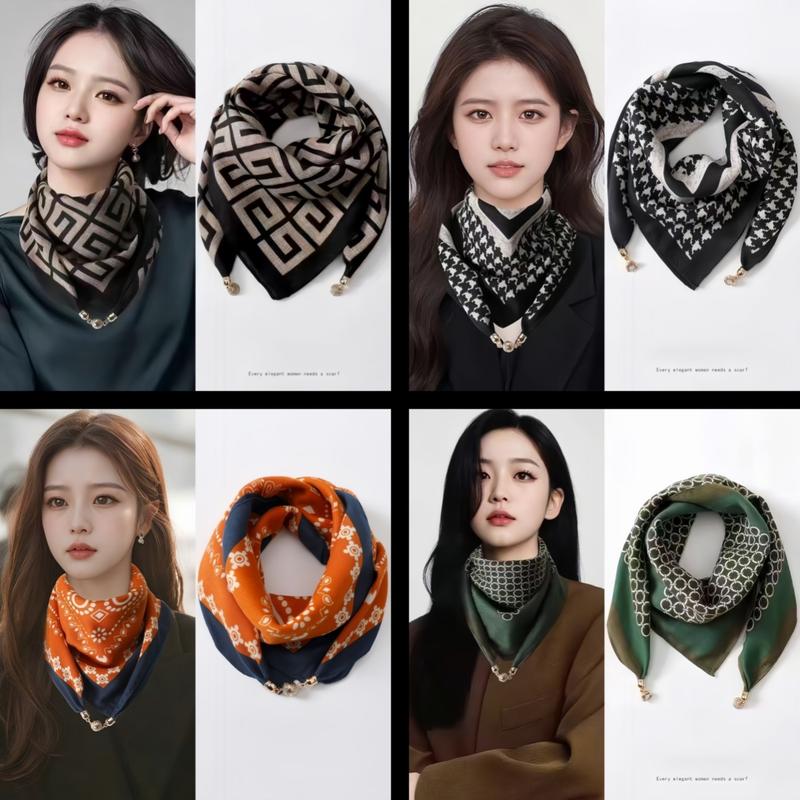 Autumn and winter temperament versatile western style scarf silk ...