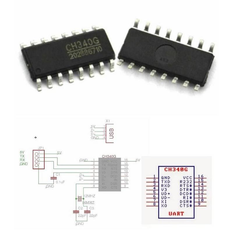 IC CH340 CH340G SOP-16 USB Serial TTL UART RS232 Original Chip CH340 ...
