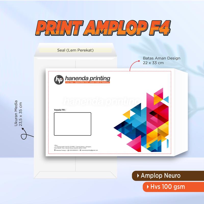 PRINT CETAK AMPLOP F4 / FOLIO PUTIH SEAL (PEREKAT) MURAH BERKUALITAS ...