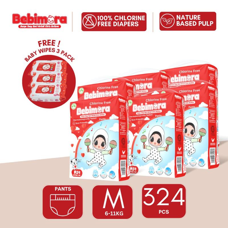 Combo 6 Bebimora Diapants [6PACK] + (GIFT) Bebiwipes Bebimora (240SHEET ...