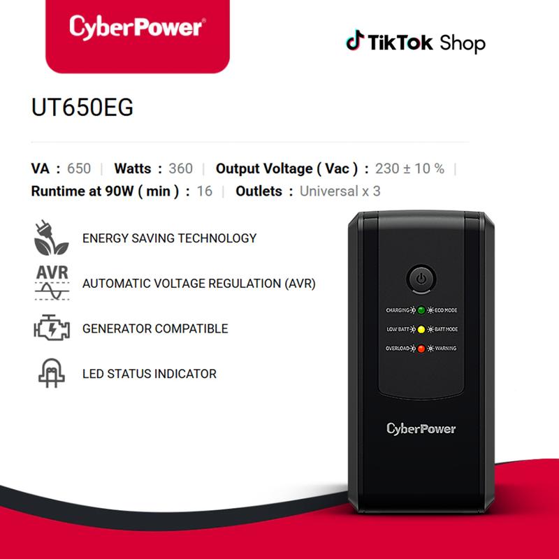 CyberPower UPS UT650EG 650VA/360W | Green Power | 2 year WA for ...
