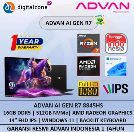 ADVAN AI Gen R7 8845HS ADVAN AI Gen Ryzen 7 16/512GB W11 14"FHD - Shop ...