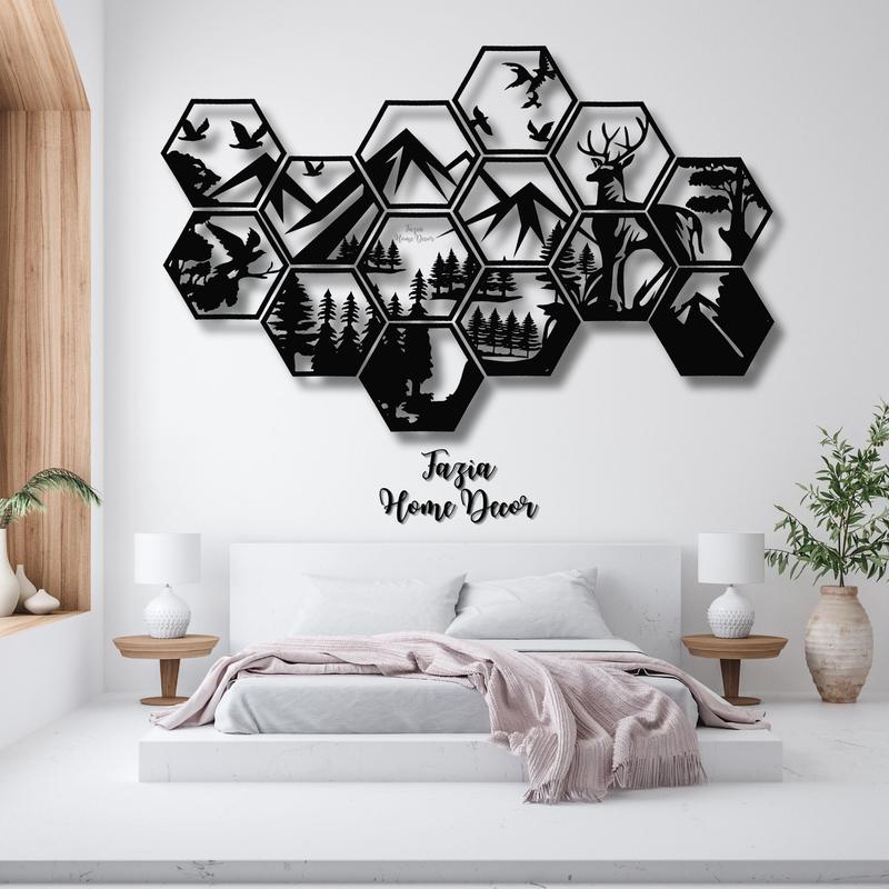 HEXSAGONAL TEMA GUNUNG DAN RUSA HIASAN DINDING 3D - Shop | Tokopedia