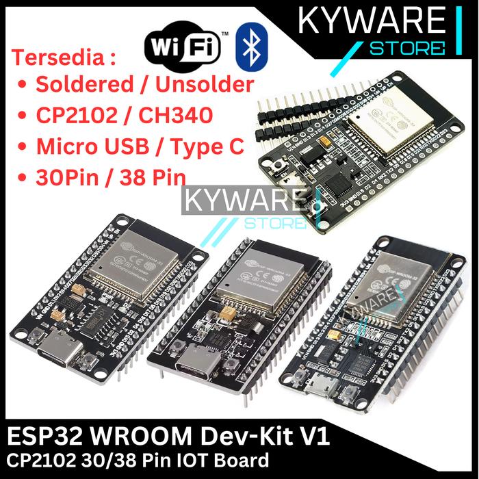 Jual ESP32 ESP 32 WROOM WIFI Bluetooth CP2102 CH340 30 38 Pin BLE IOT ...