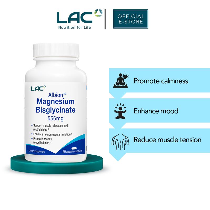 LAC Albion Magnesium Bisglycinate 556mg (60 vegetarian capsules ...