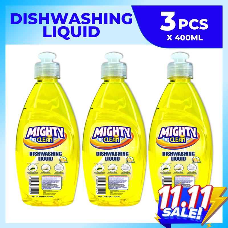 3 PCS Mighty Clean Dishwashing Liquid LEMON 400ml x 3 pcs - 400ml ...