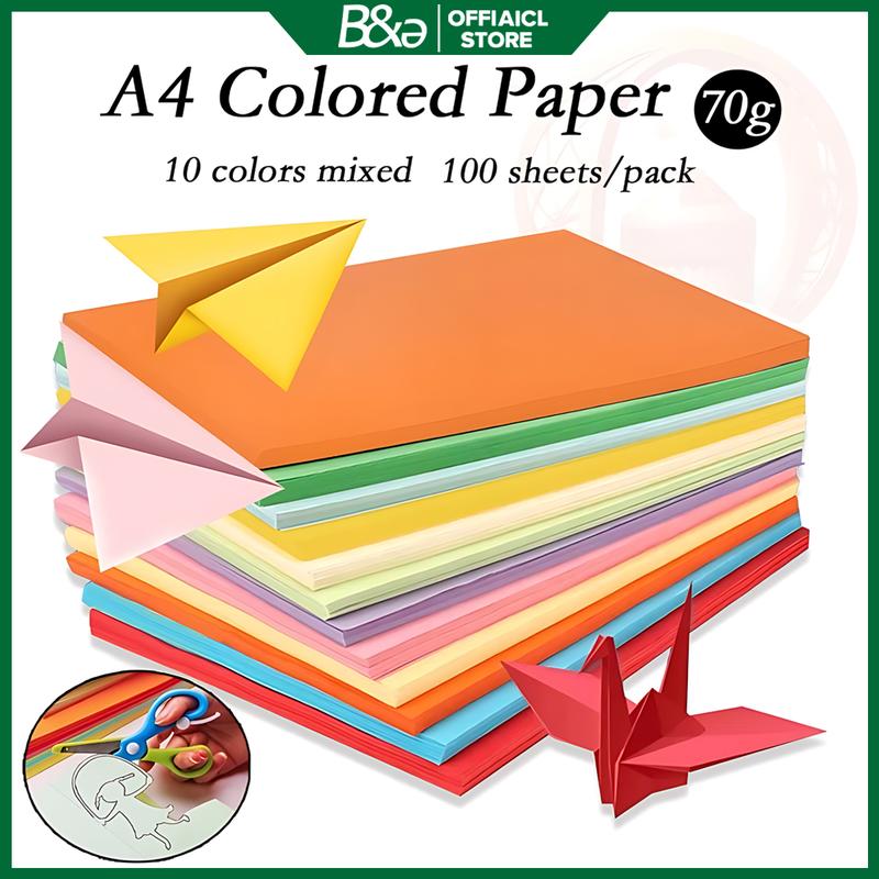 100 Pcs Colored Paper A4 size color paper sheets school supplies ...