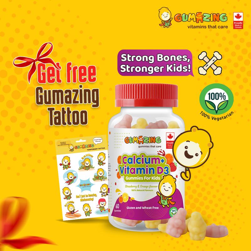 Gumazing Kids Daily Vitamin Gummy: Calcium, Vitamin D3 for Bone and ...