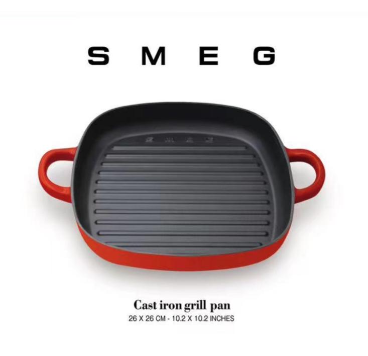 SMEG 10.2” Nonstick Fry Pan Smeg Cast iron grillpan l 26x26c - TikTok ...