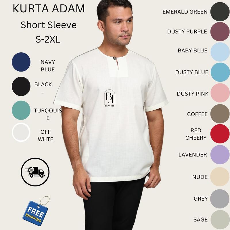 KURTA ADAM | KAIN LINEN | WOODEN BUTTON (REGULAR FIT) BY BEAUFIT ...