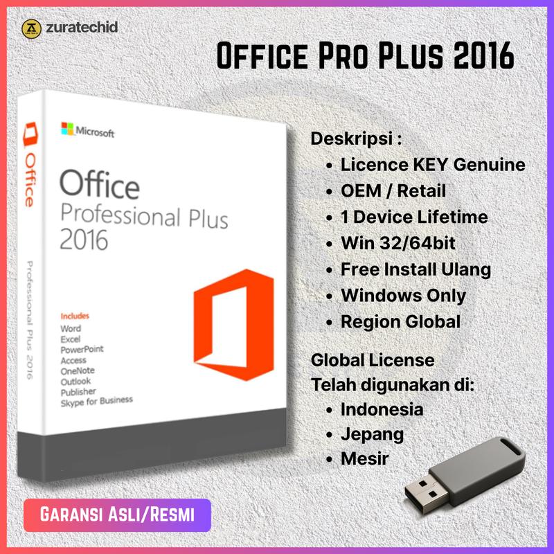 USB Flashdisk ISO Office + Ms. Office 2016 Pro Plus Original Lifetime ...