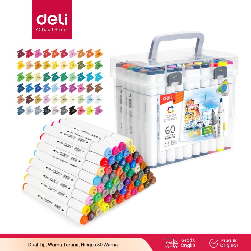 Deli Spidol Sketsa / Sketch Marker 24 Hingga 80 Warna Dual Tip - Shop ...