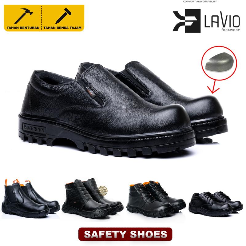 Sepatu Safety Ujung Besi Kulit Asli Slip On Proyek Industri Outdoor ...