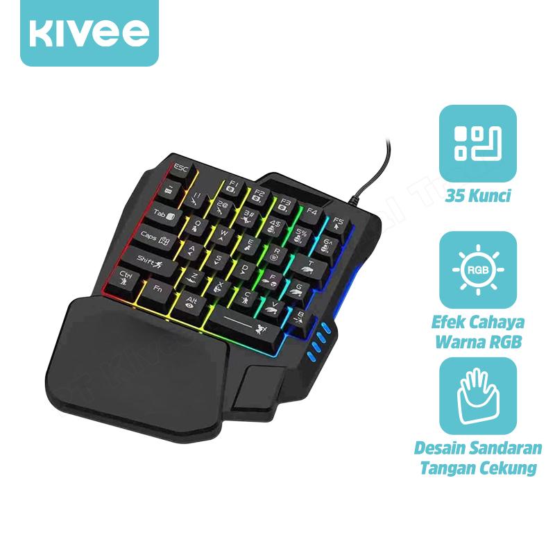 Keyboard Game One Hand 35 Key RGB Lighting Desain Ergonomis untuk MOBA ...