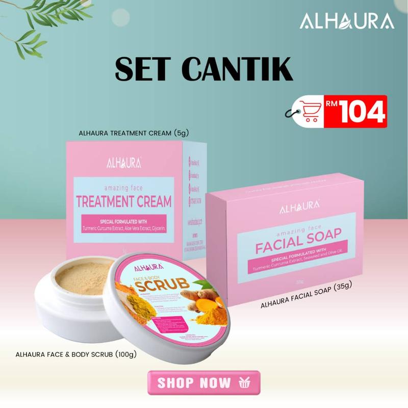 SET CANTIK ALHAURA (Krim Muka 5g/Sabun Muka/Skrub) - TikTok Shop Malaysia
