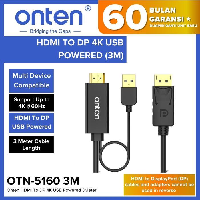 Jual Onten Kabel OTN 5160 HDMI TO DP 4k USB Powered Support up to 4K ...