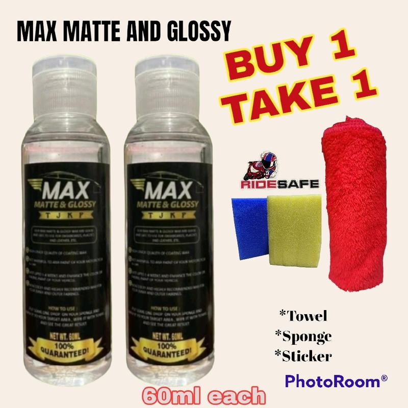 60ml BUY 1 get 1 MAX MATTE AND GLOSSY with Towel Sponge and RIDESAFE - TikTok Shop Philippines