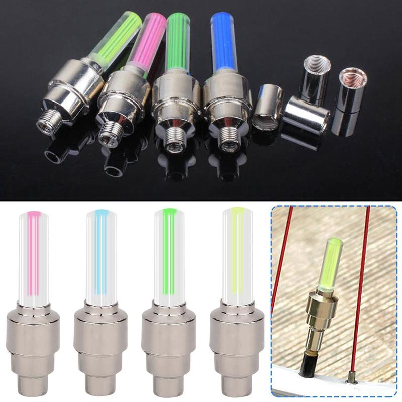 2PCS Valve Neon LED Light Bike Flash Decor Tire Tyre Wheel Valve ...