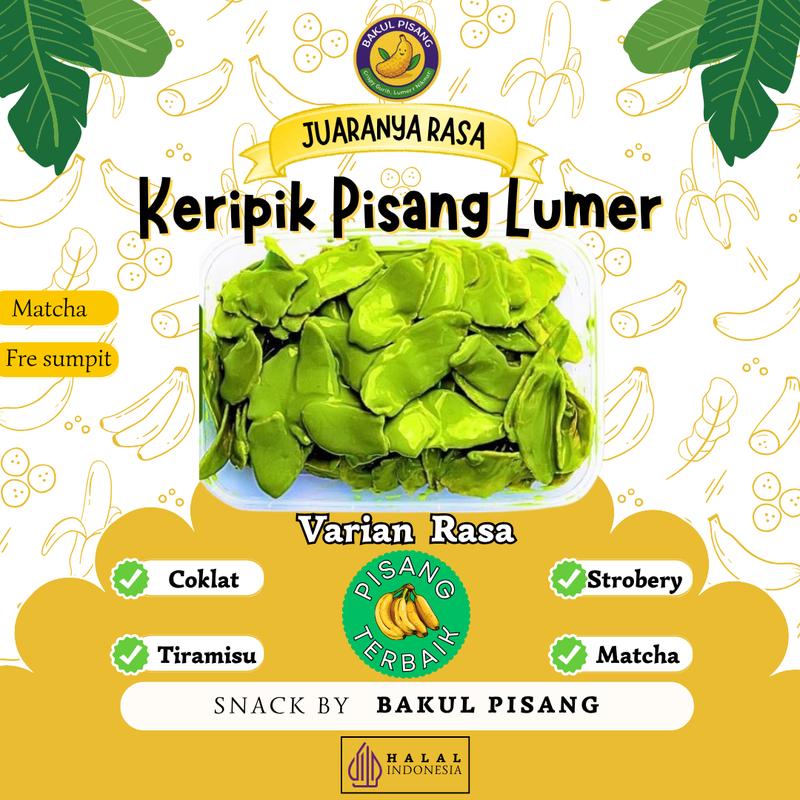 KERIPIK PISANG LUMER COKLAT MATCHA BANANA CHIPS 500 ML BERAT 100 GRAM ...