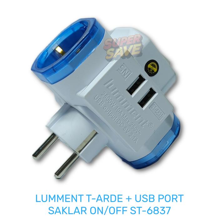 Jual LUMMENT Steker T Arde USB Port + Switch ON/OFF - Switch ON/OFF (ST ...