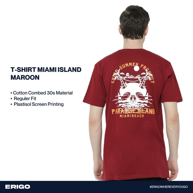 Erigo T-Shirt Miami Island Maroon - Kaos Unisex - Shop | Tokopedia