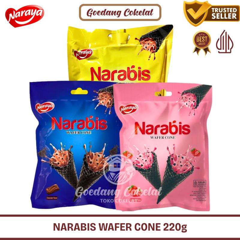 Narabis Wafer Cone Cream Chocolate Strawberry Kemasan 220g - Shop ...