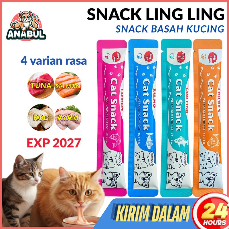 (ANABUL CANTIK SHOP) Snack Kucing DOPETS LING LING LIEBAO isi 50PCS ...