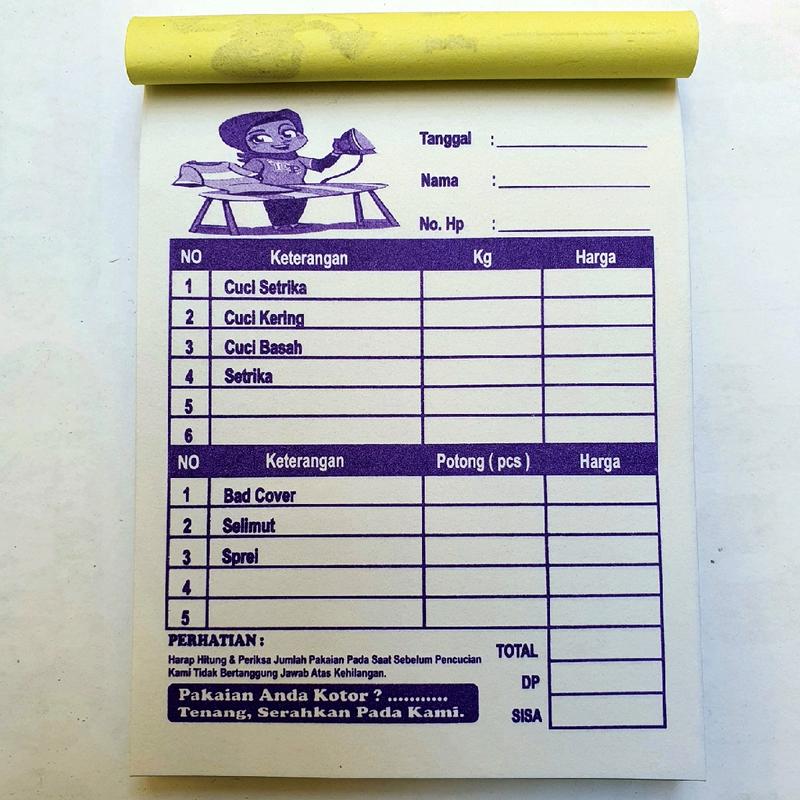 NOTA LAUNDRY 2 ply / 2 rangkap warna warni motif ORANG SETRIKA - Shop ...