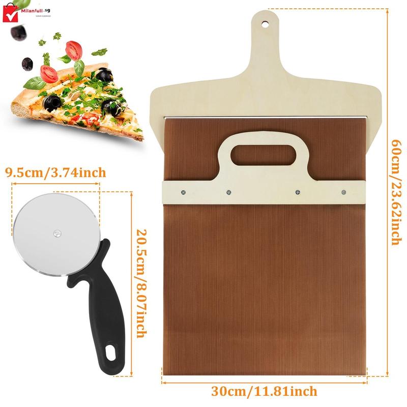 Pizza Spatula with Pizza Wheel Cutter Non-Stick Sliding Pizz - TikTok ...