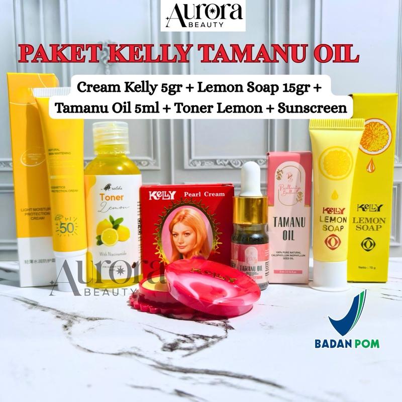 (isi 5) Paket Kelly Cream kelly 5gr + Tamanu Oil + Sunscreen+ Toner ...