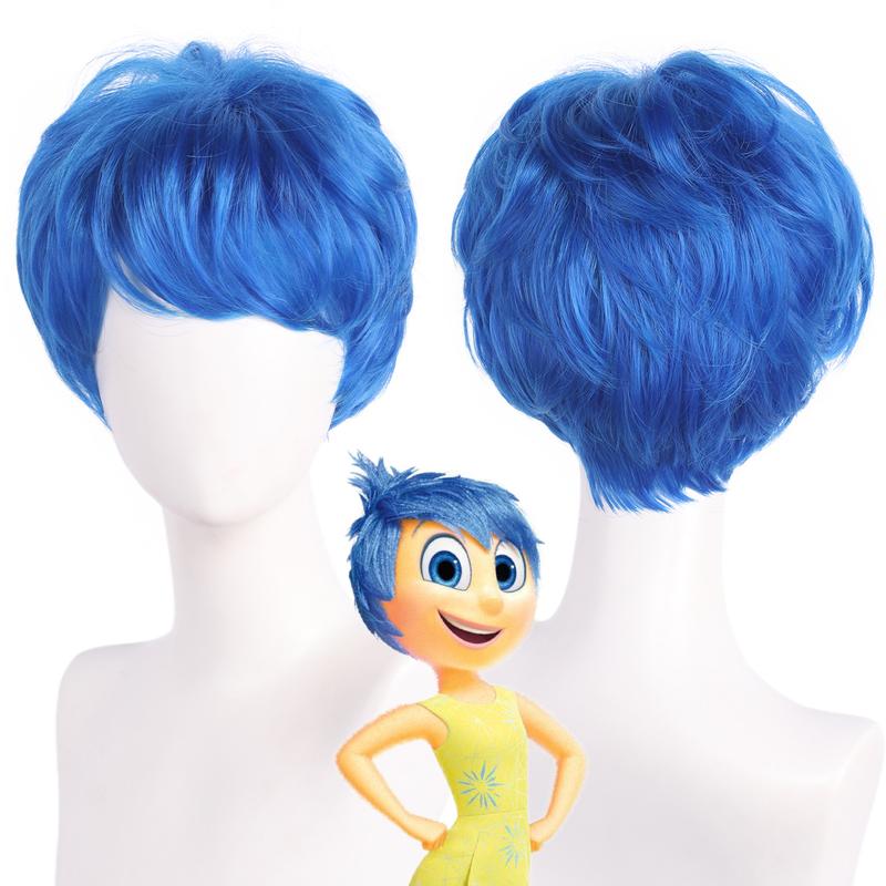 Inside Out JOY acid blue Cosplay Wig Anime Hair Hairpiece Heat - TikTok ...