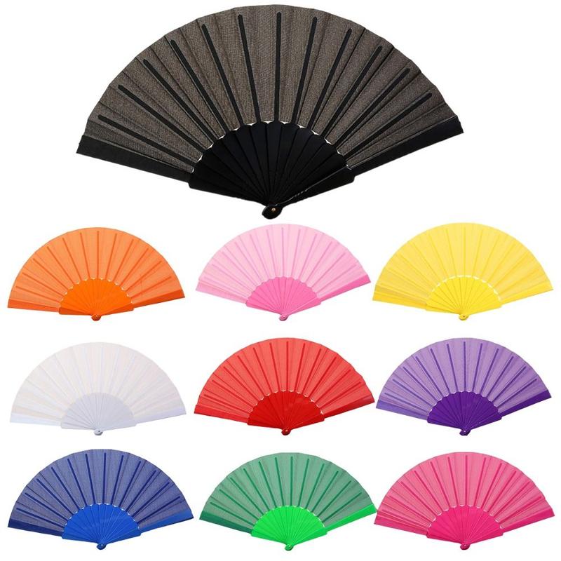 Elegant Folding Fan Retro Portable Plain Silk Fan Handheld Plastic ...