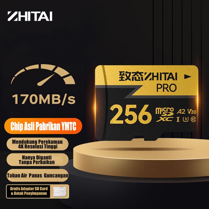 ZHITAI Kartu Memori MicroSD 64/128/256GB PRO U3 V30 A2 Kecepatan Baca ...