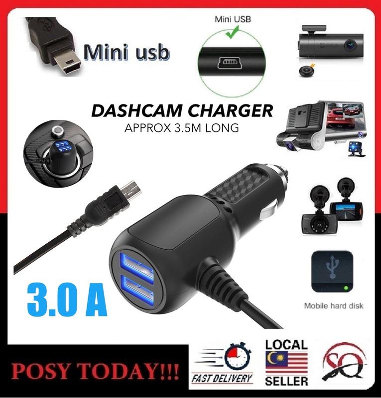 Car Charging Cable 5V 3.5A 3.5M Wire Dash Cam 12V Mini USB Plug ...