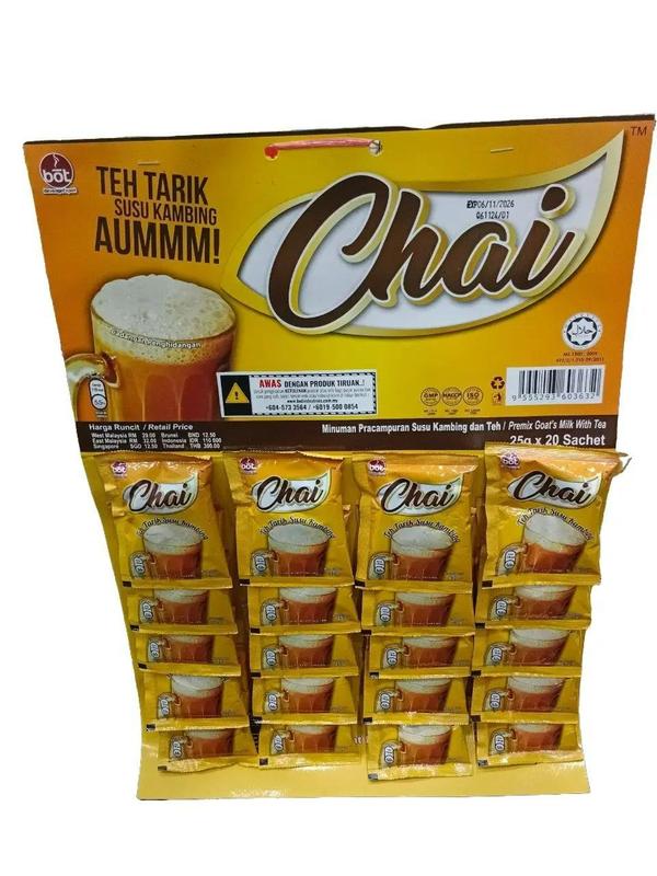 BOT CHAI TEH TARIK SUSU KAMBING (PAPAN) 25G X 20 SACHETS - TikTok Shop ...