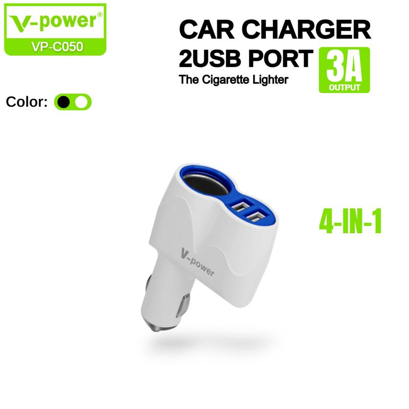 V-power VP-C050 3A Double USB 4-in-1 Car Charger with Safety - TikTok ...