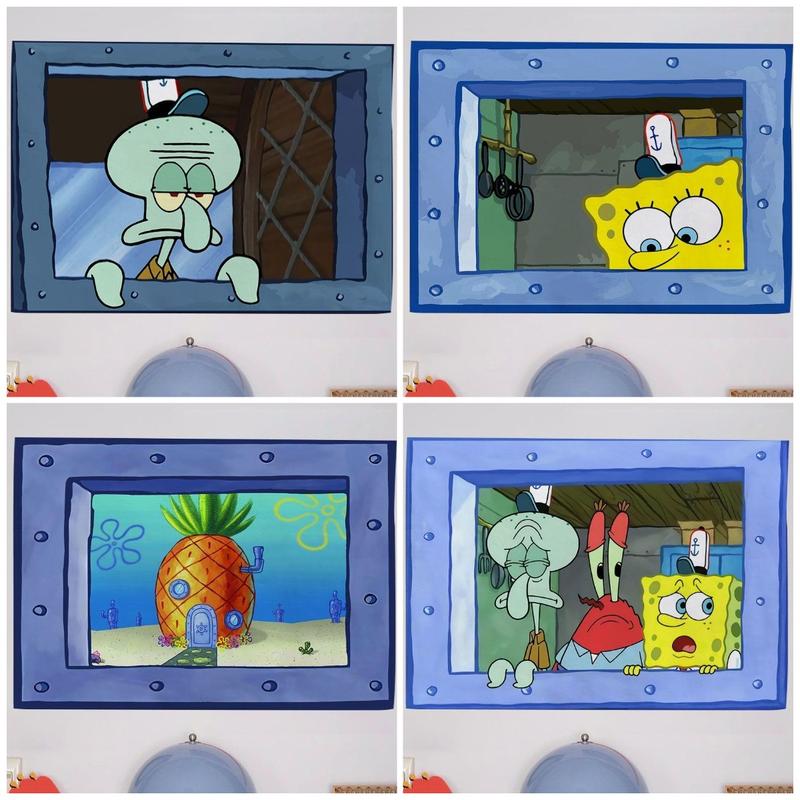 Animated Squidward SpongeBob Cartoon Hanging Cloth Bedroom Wall ...