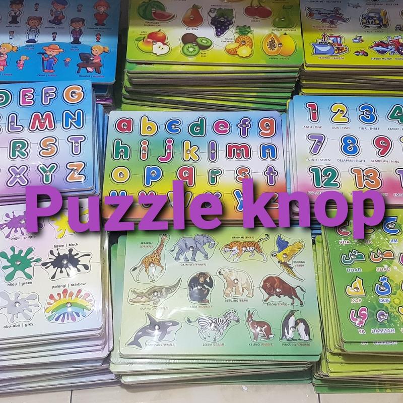 puzzle edukasi knop kayu angka huruf dengan knok besi - Shop | Tokopedia