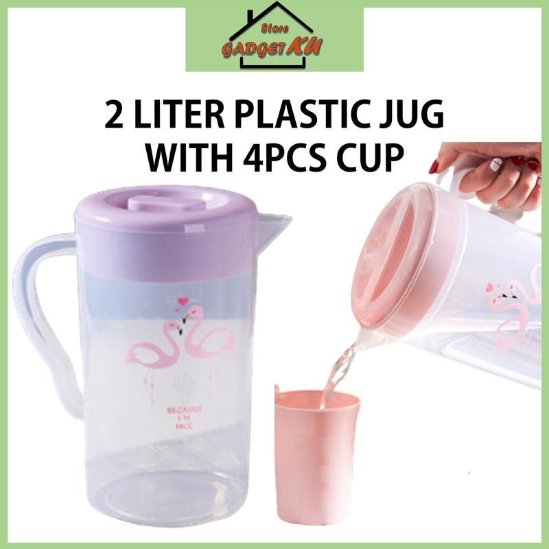 2-Liter Plastic Large Capacity Cold Water Jug Printed Water Household ...