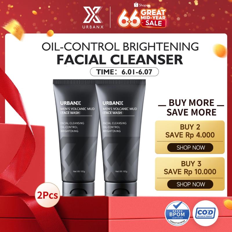 [DAPAT 2] URBANX Men's Volcanic Mud Face Wash 100g Brightening - Shop ...