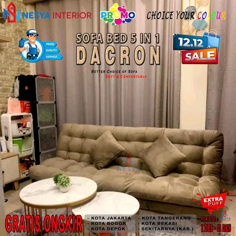 NESYA INTERIOR Sofa Bed Cleo 5in1 Busa Dacron & Puff Multifungsi ...