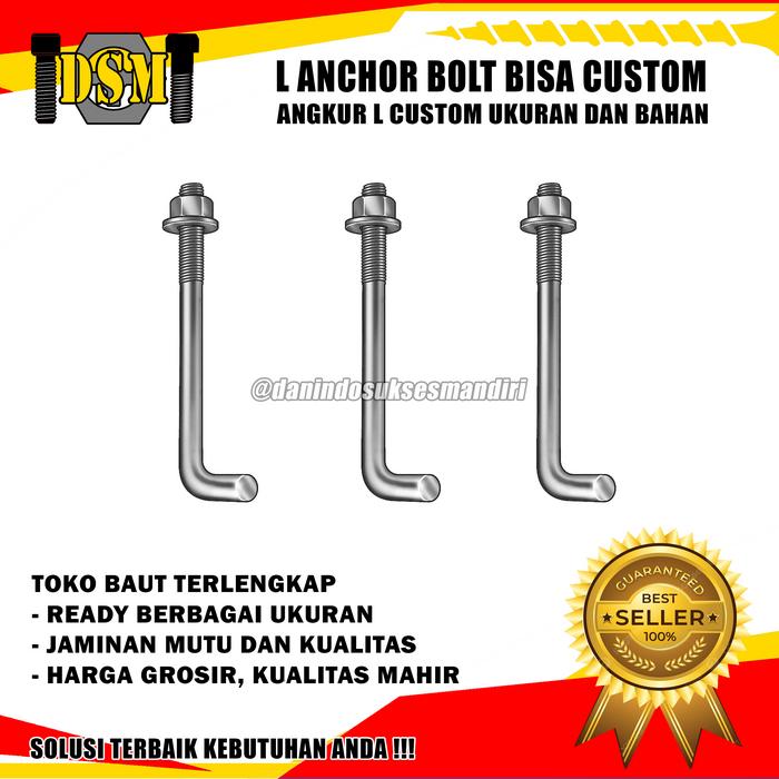 Jual Angkur L M25 / Anchor Bolt M25x70 / L Anchor Baja Hitam 1x700x100 ...