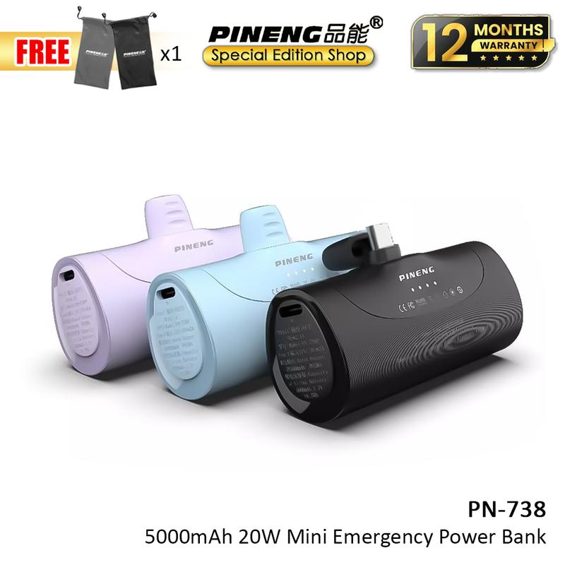 Pineng PN-738 5000mAh Bank Kuasa Connector Type-C IP Power Bank ...
