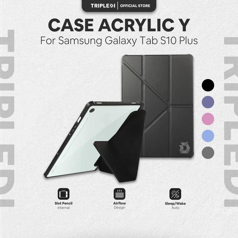 TRIPLEDI Case Acrylic Fold Y For Samsung Galaxy Tab S10+ Plus 12.4 inch ...