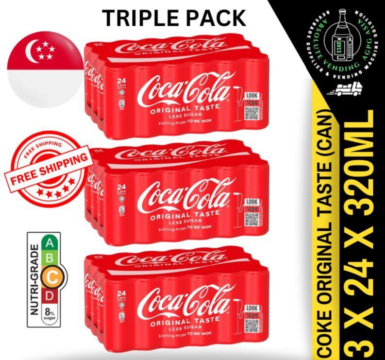 [TRIPLE BUNDLE] COKE Original Taste 320ML X 24 X 3 (CAN) - TikTok Shop ...
