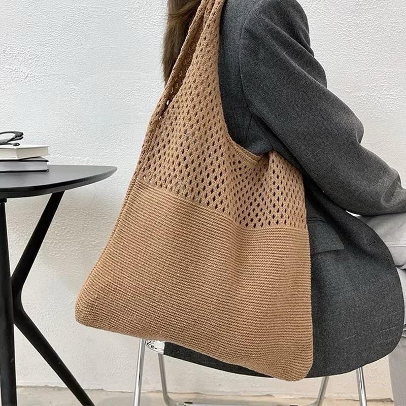 LOOTIES. Crochet Knitted Shoulder Bag Summer Beach Bag Stretchable ...